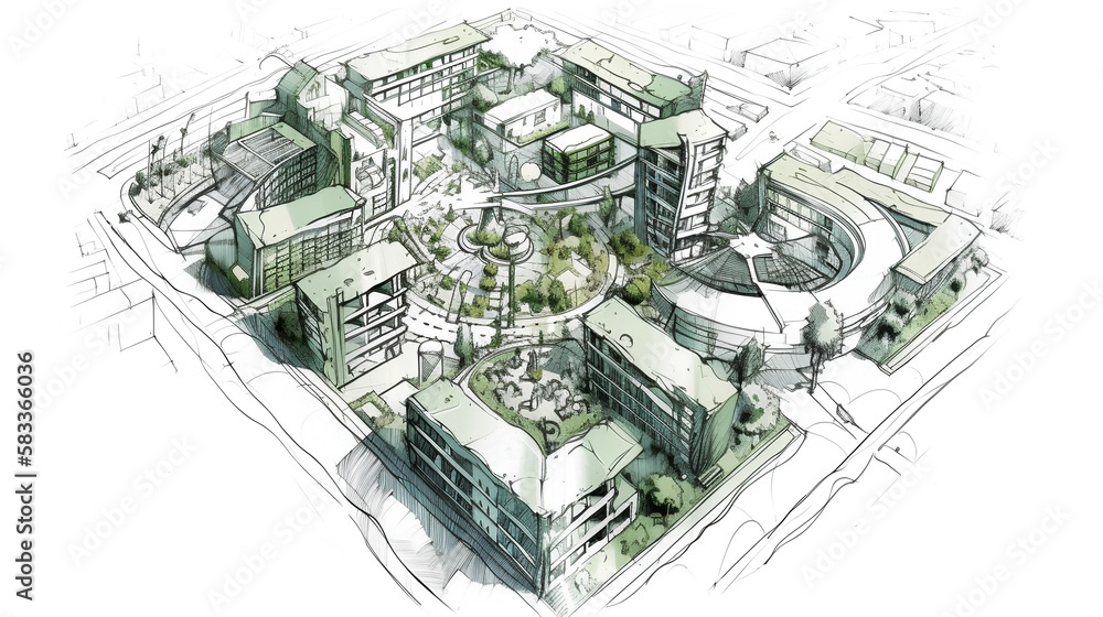 Urban project planning. Green sustainable design, creating eco friendly ...