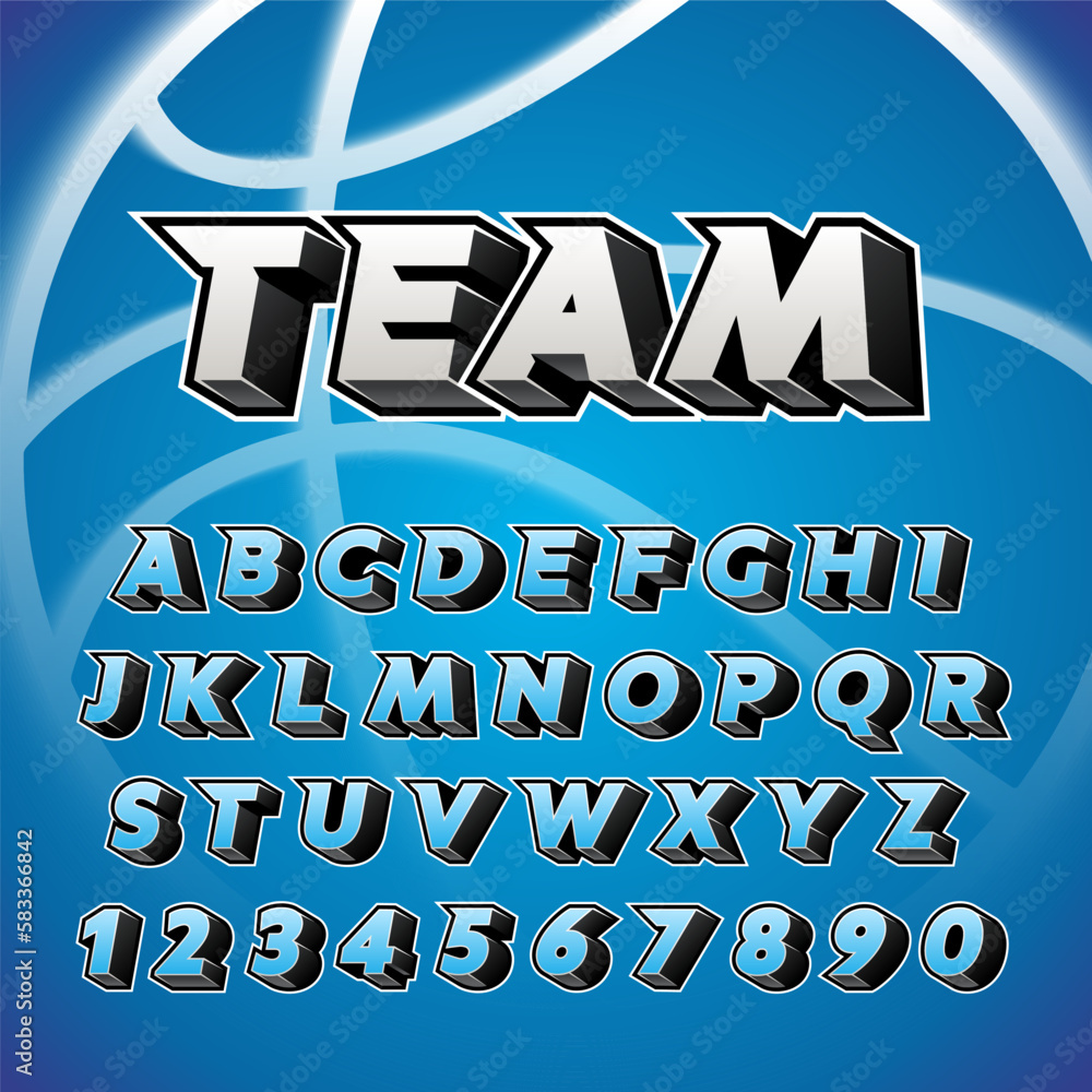 Modern sport team font. Hi-Tech 3D alphabet. Vector letters for ...