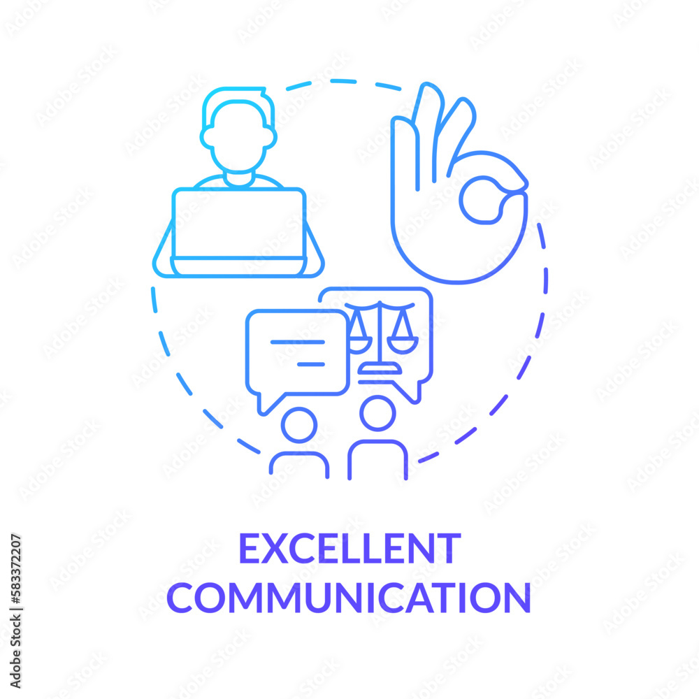 Excellent communication blue gradient concept icon. Soft skills ...