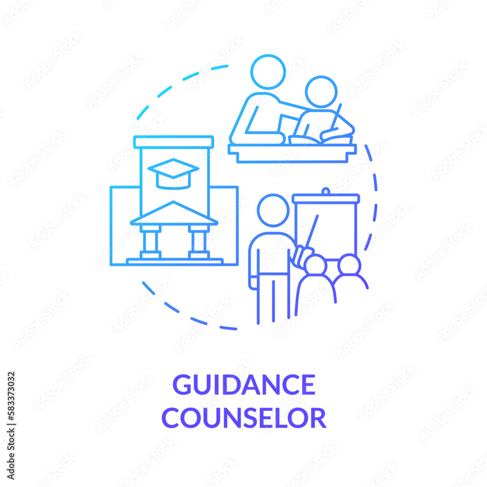 Guidance counselor blue gradient concept icon. Assistance for students ...
