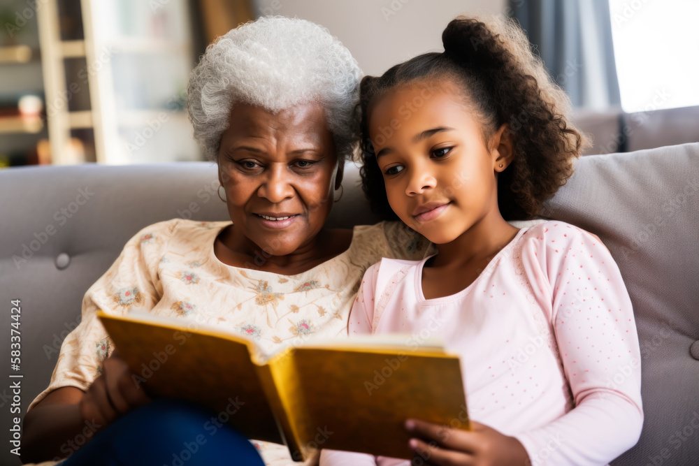 Ilustrace „Loving grandmother teaching granddaughter. Adult lady with ...