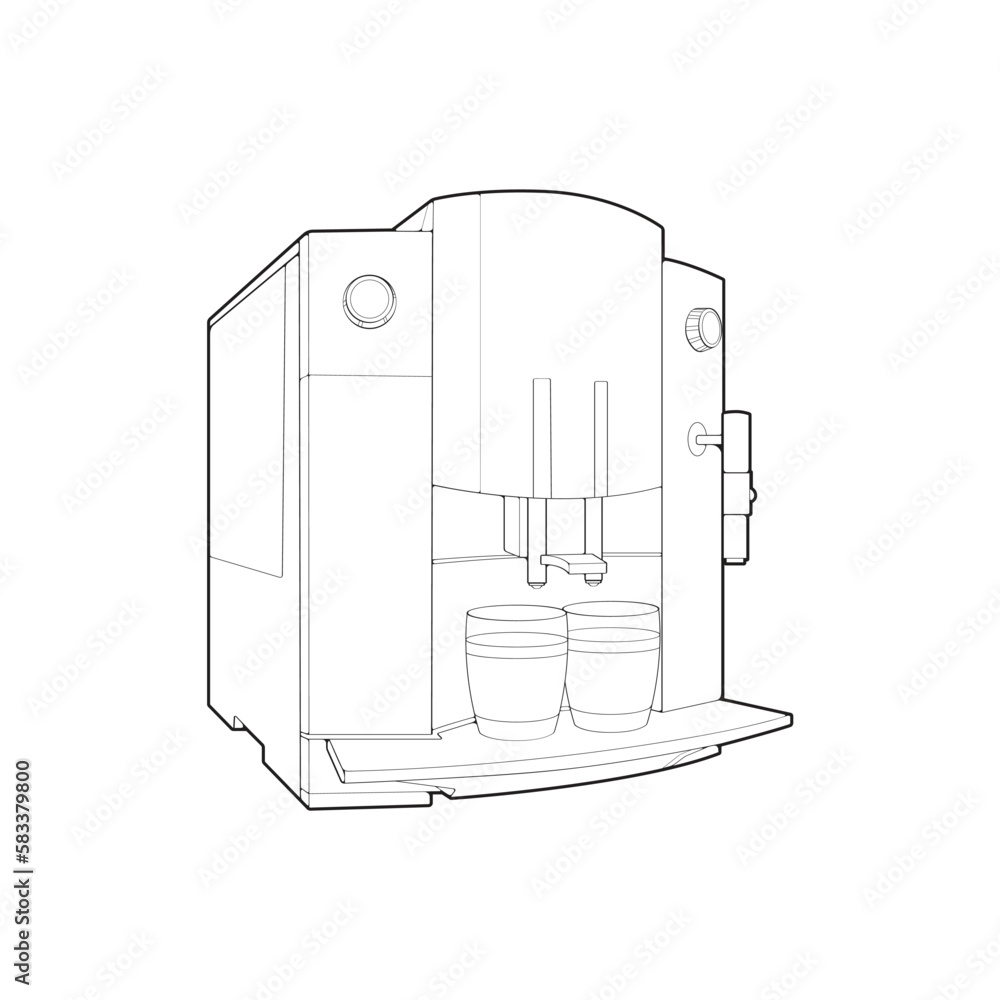 Coffee maker outline drawing vector, Coffee maker drawn in a sketch ...