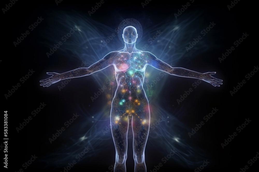human mysterious universe, the galaxies around the body, the chakra ...
