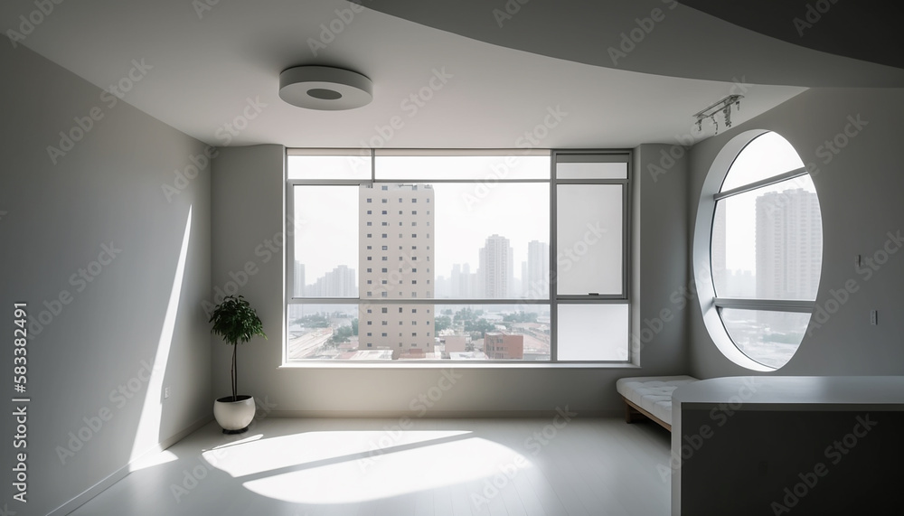 Minimalist High Rise Building, A view of the interior of a minimalist ...