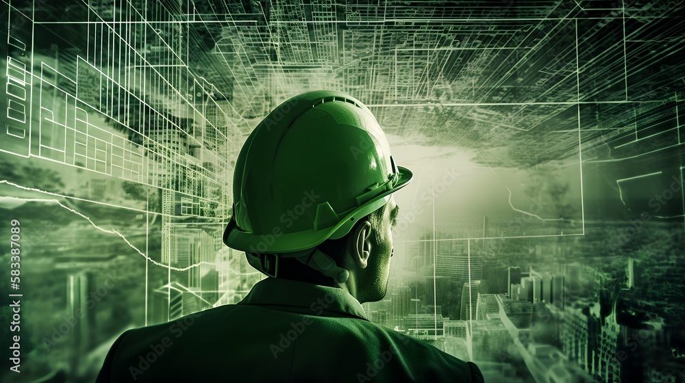 Sustainable mindset engineer plans a city project Eco friendly urban ...