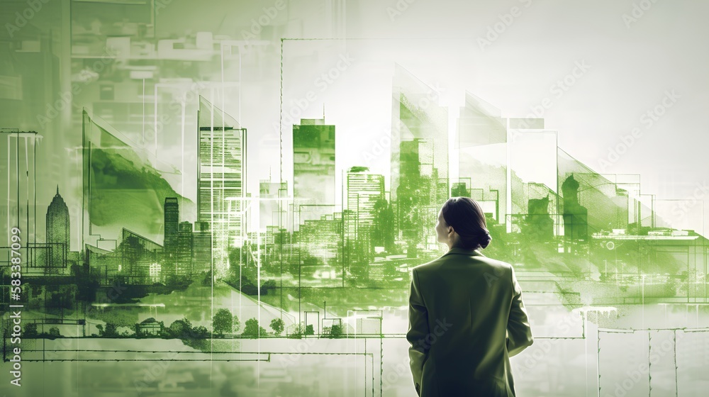 Sustainable mindset engineer plans a city project Eco friendly urban ...