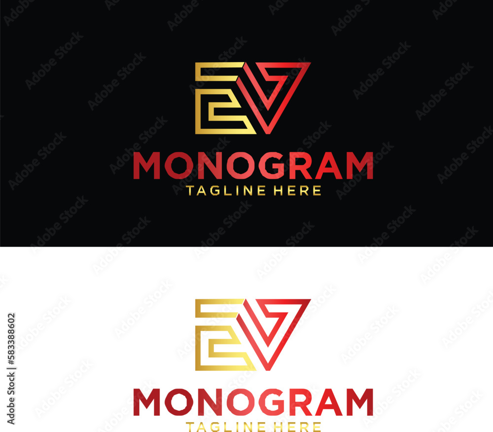 EV monogram minimalist line 2023 logo design.eps Stock Vector | Adobe Stock