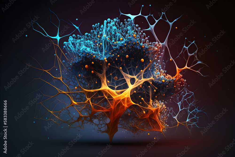 Big Data concept. Digital neural network. Introduction of artificial ...