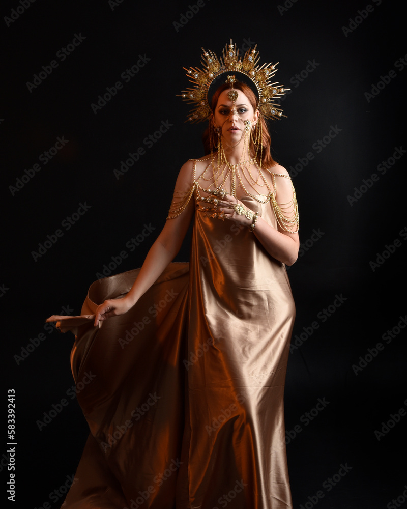 Close up fantasy portrait of beautiful woman model with red hair ...