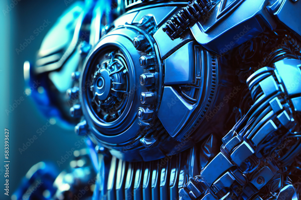A vibrant blue robot background highlights the cut-edge technology and ...