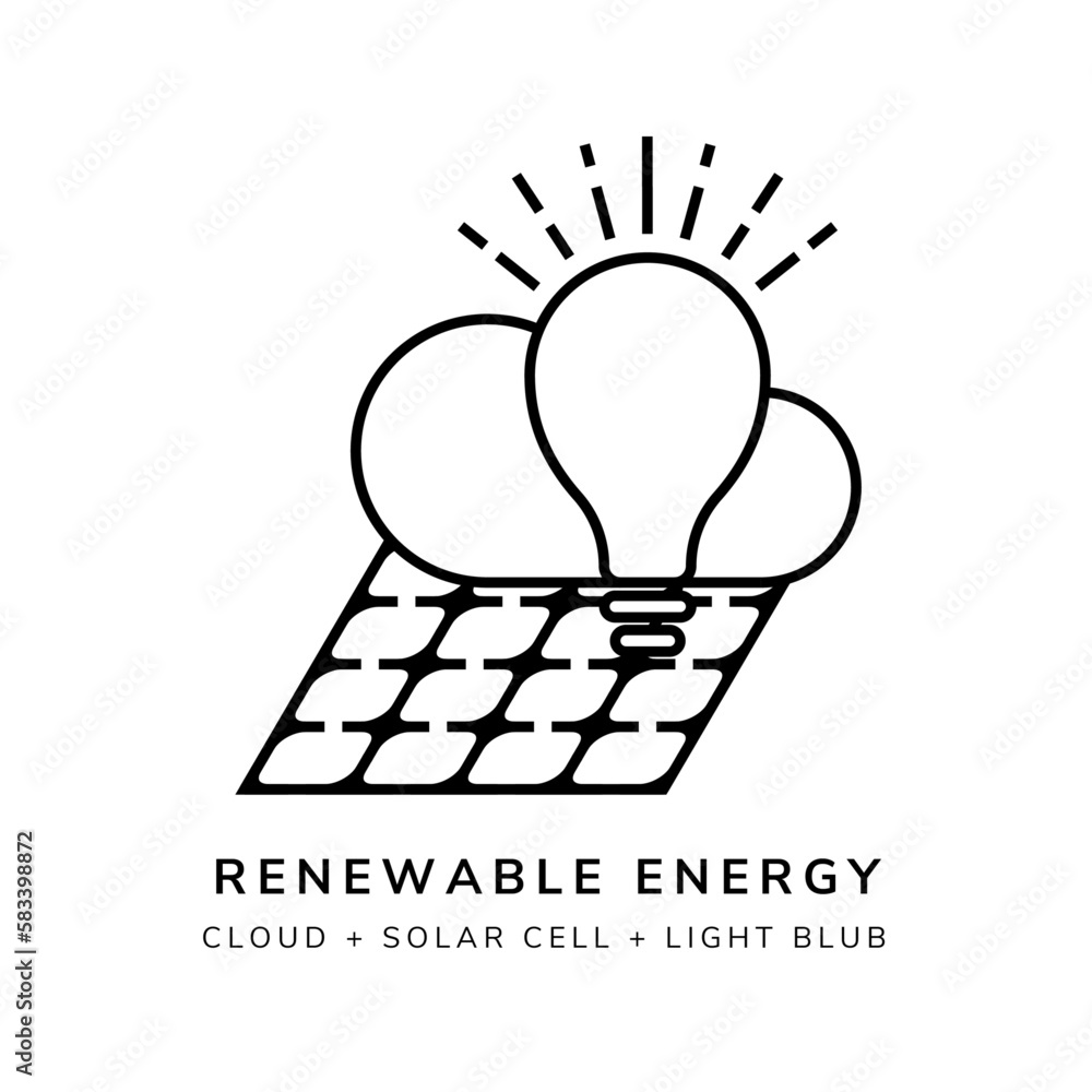 renewable enegy icon design template. outline style isolated on square ...