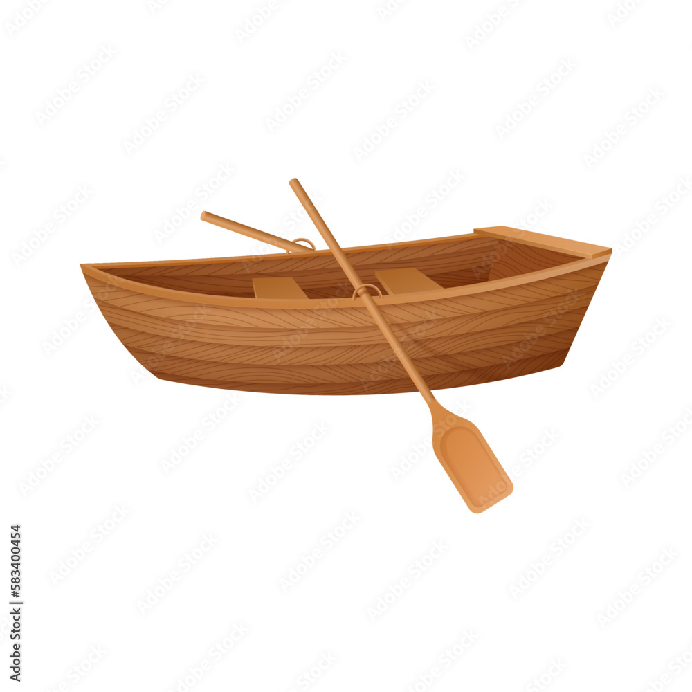 Wooden boat isolated on a white background. Vector illustration. Stock ...