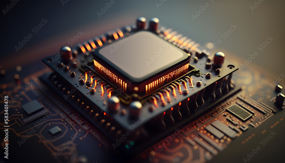 Circut board with processor, close-up. Computer processor close-up ...