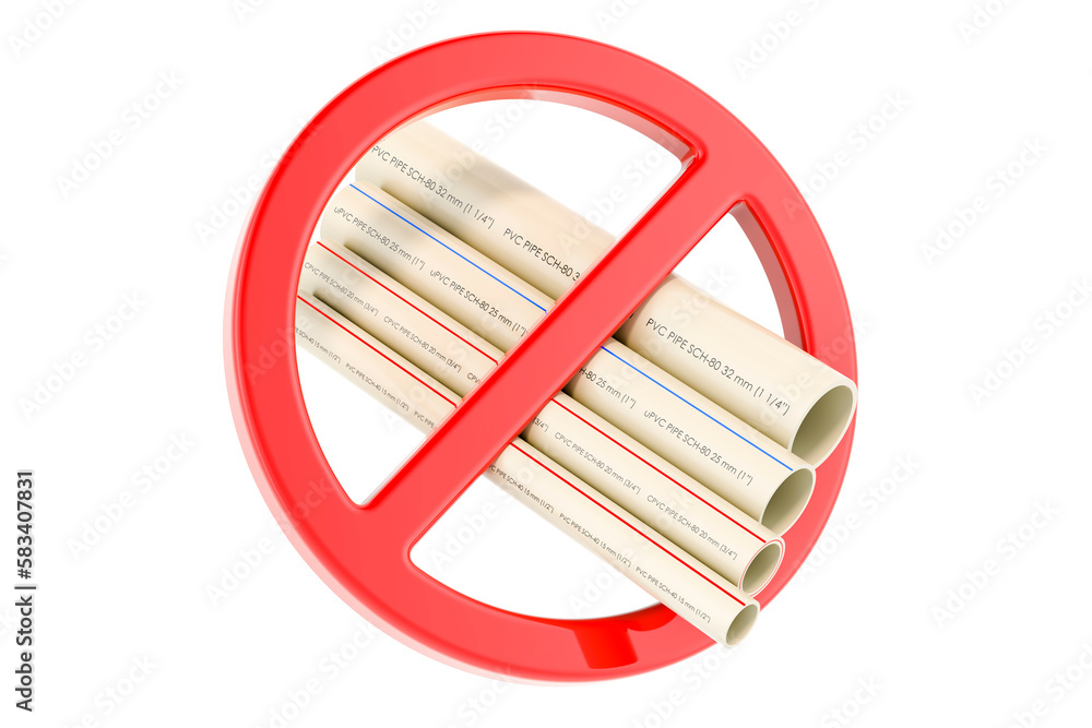 PVC pipes, composite pipe, uPVC pipe, cPVC pipe with forbidden symbol ...