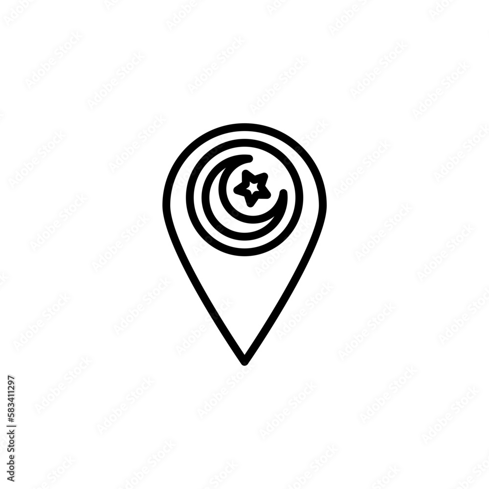 vector illustration of islamic location icon with outline style ...
