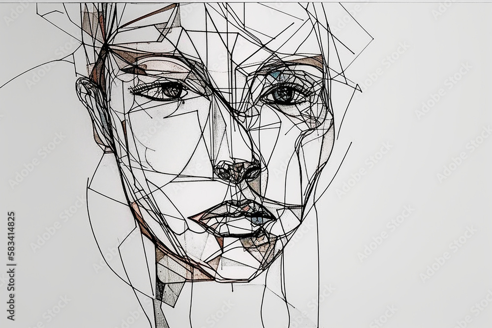 Abstract lines silhouette of a person | Generative AI art Stock ...