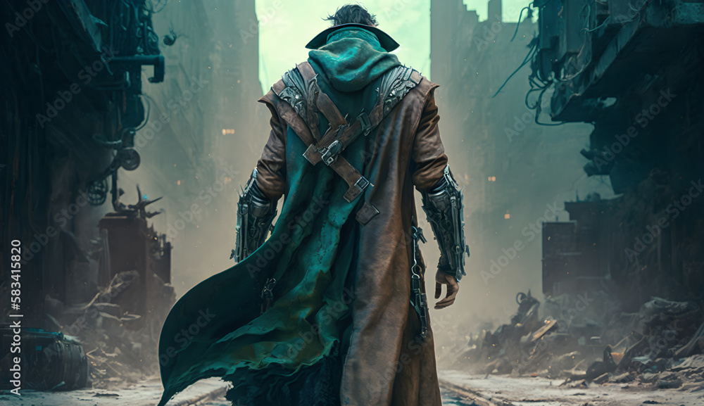 Stock-illustrationen dark gritty, post apocalyptic western, a ...