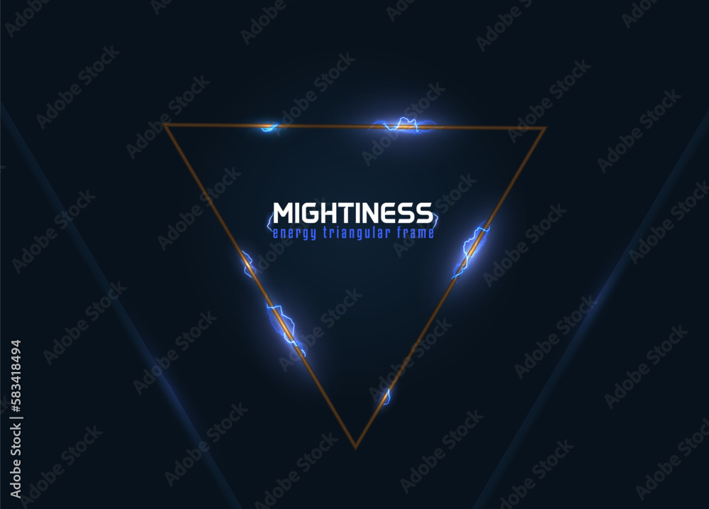 Abstract electric golden energy frame background. Gold shine triangular ...