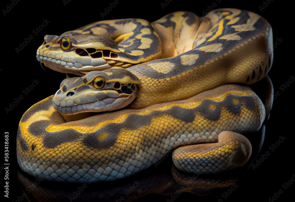 A platinum-colored isolated reticulated python (Malayopython ...