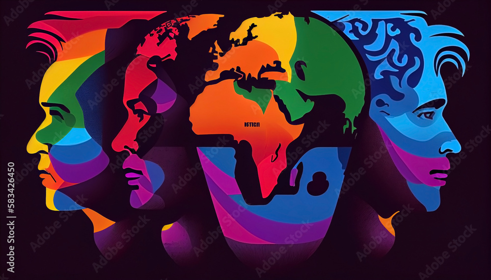 LGBTQ illustration banner, rainbow color artwork design, creative ...