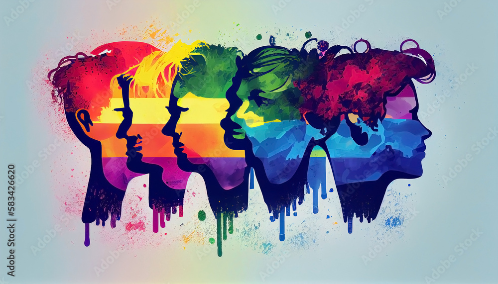 LGBTQ illustration banner, rainbow color artwork design, creative ...