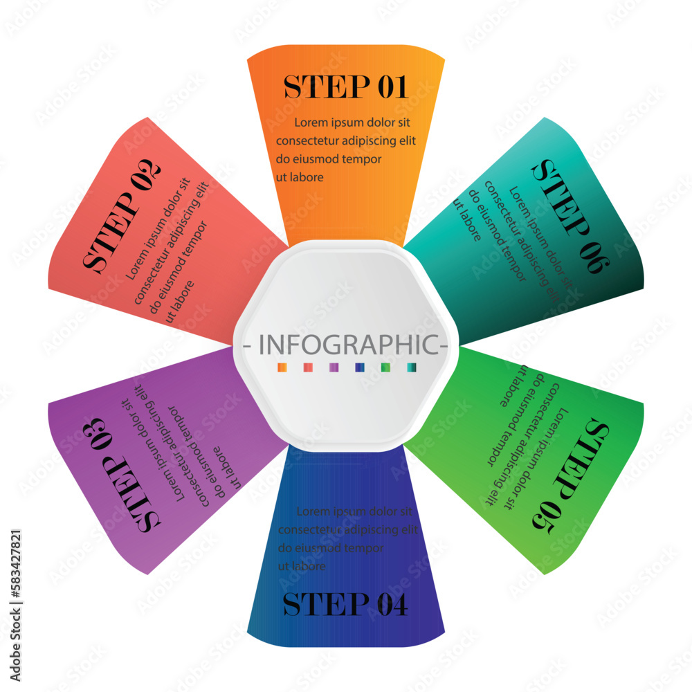 Vector infographic circle. Cycle diagram with 6 stages. Round chart ...