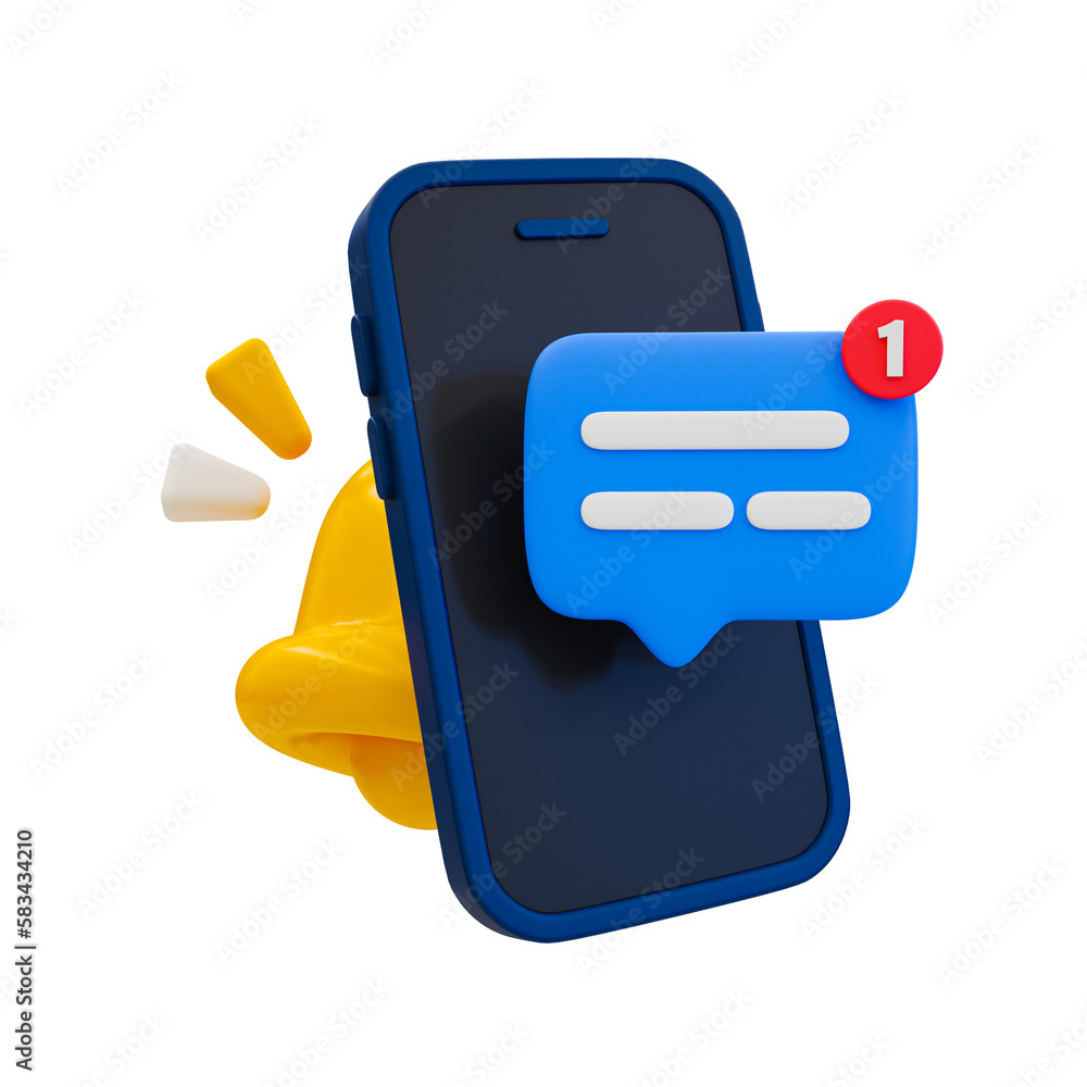 3d minimal Notify of unread messages. social media chat message ...