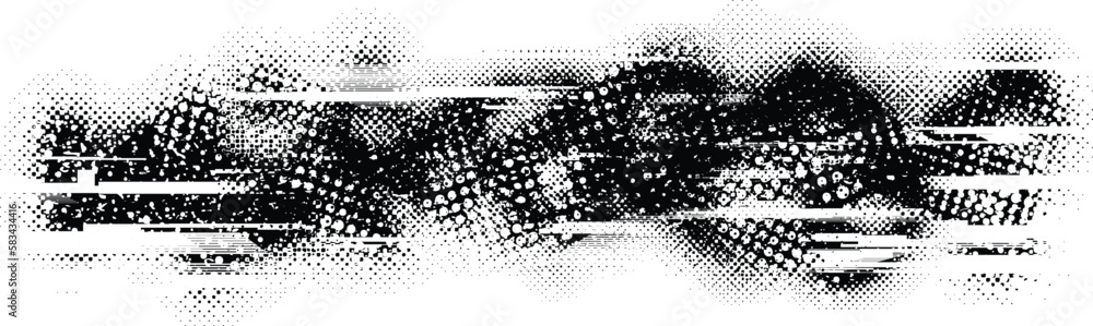 Glitch distorted grungy isolated banner . Design element for brochure ...