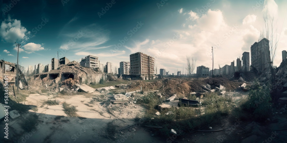 Devastated Cityscape: The Aftermath of War Generative AI Stock ...