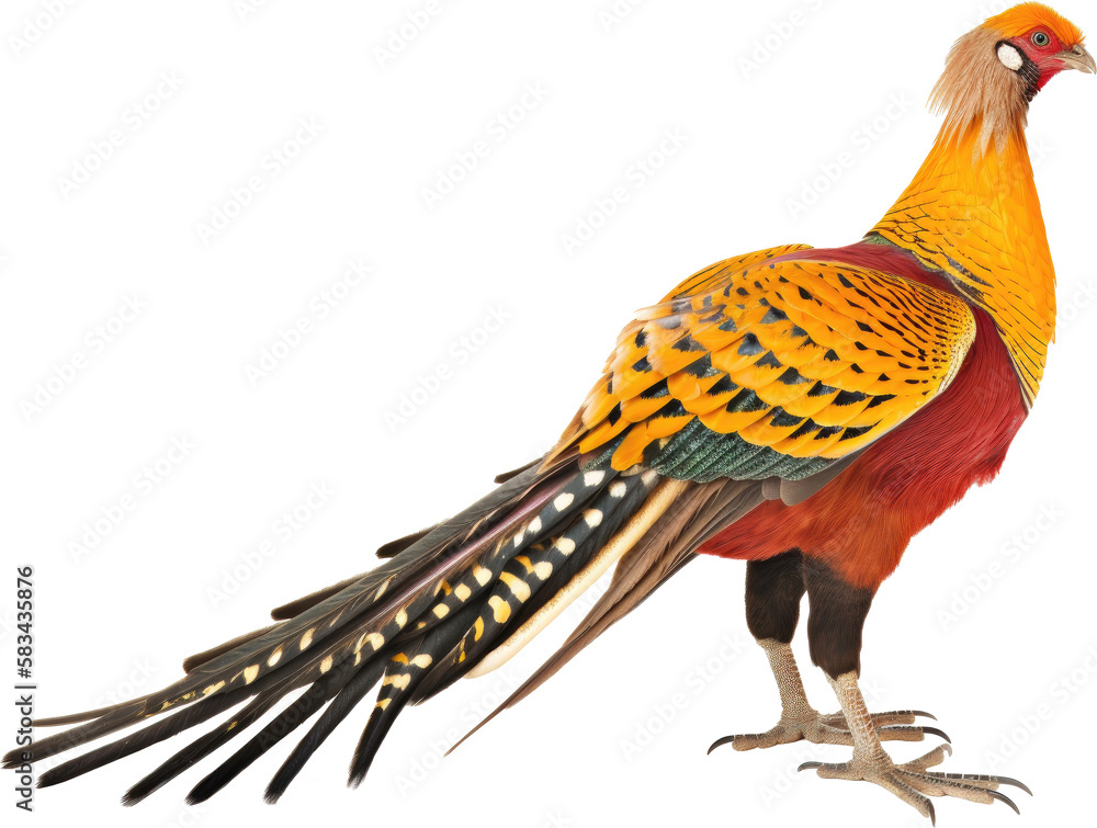 Golden pheasant isolated on white, transparent background, PNG ...