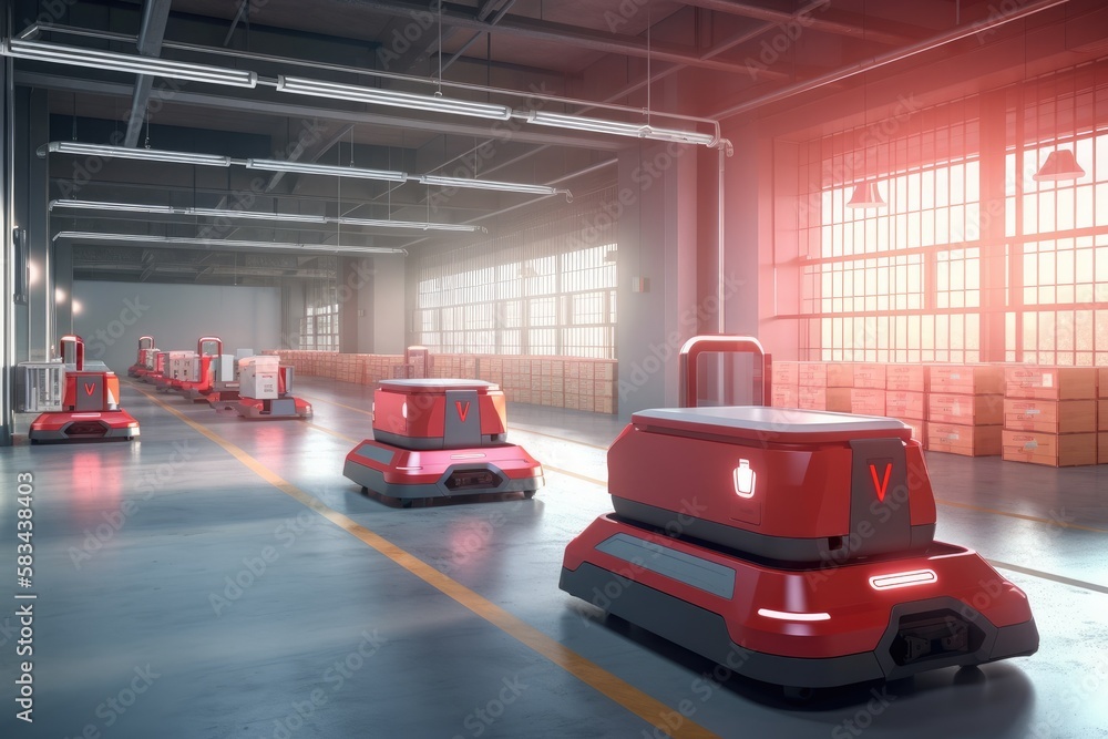 Concept of smart factory and 5G for industrial. Autonomous Robotic ...