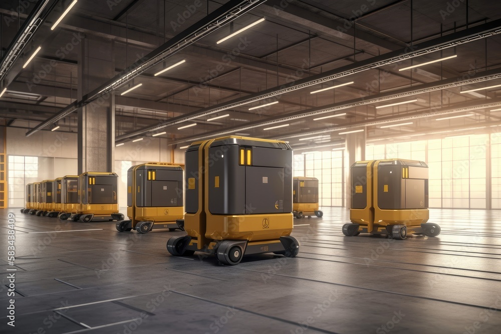 Concept of smart factory and 5G for industrial. Autonomous Robotic ...