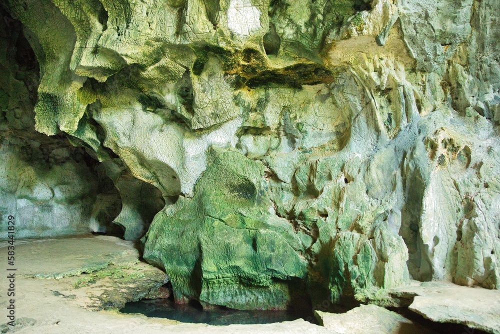 A limestone cave in Coron, Palawan in the Philippines with impressive ...