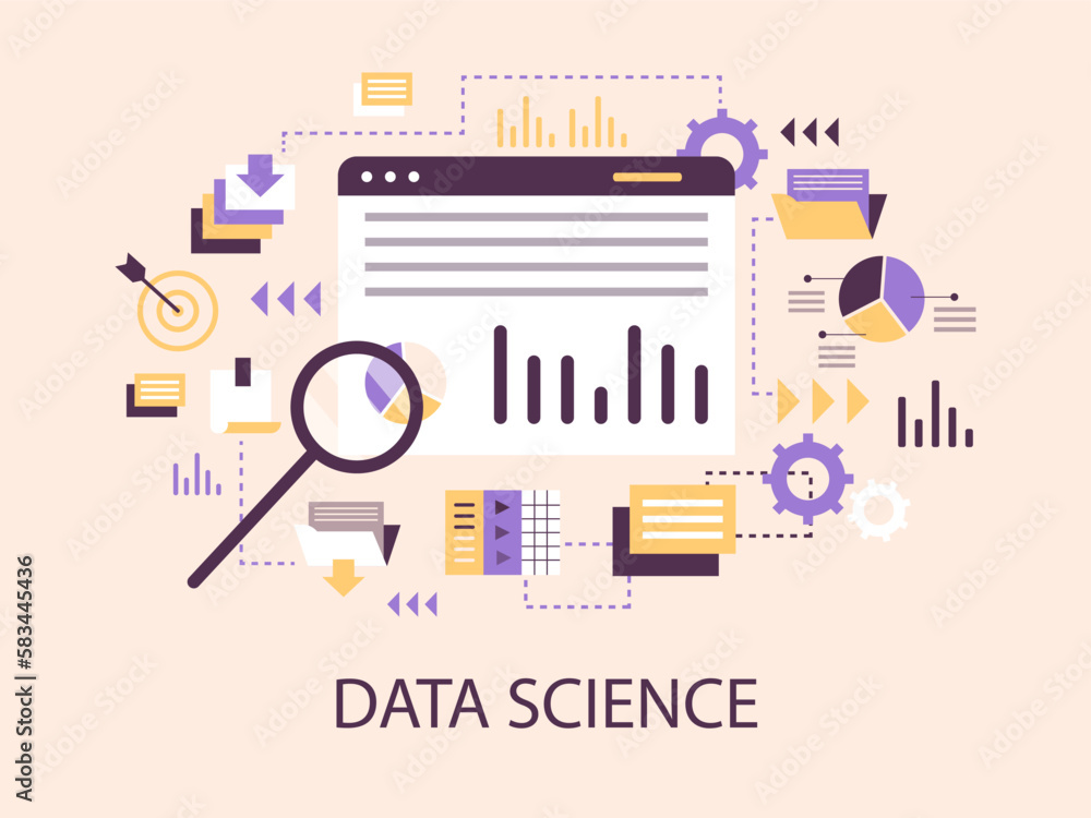 Stockvector Data science banner for AI and Big Data technology vector ...