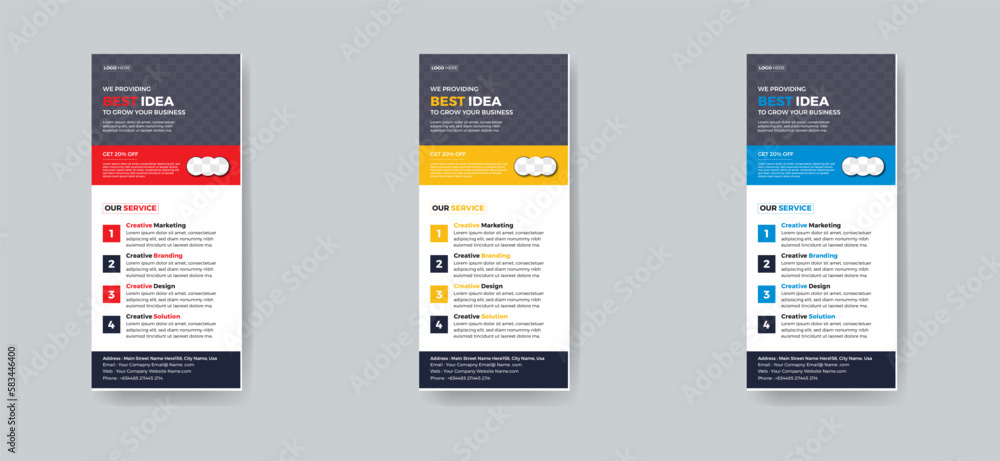 Modern creative corporate business dl flyer or rack card layout concept ...