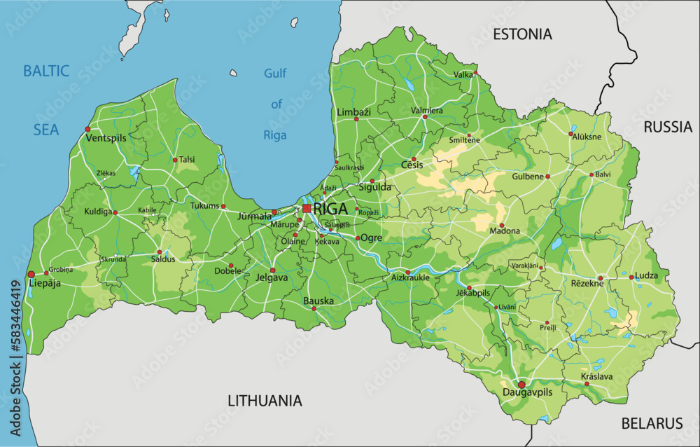 Highly detailed Latvia physical map with labeling. Stock Vector | Adobe ... Highly detailed Latvia physical map with labeling. Stock Vector | Adobe ...
