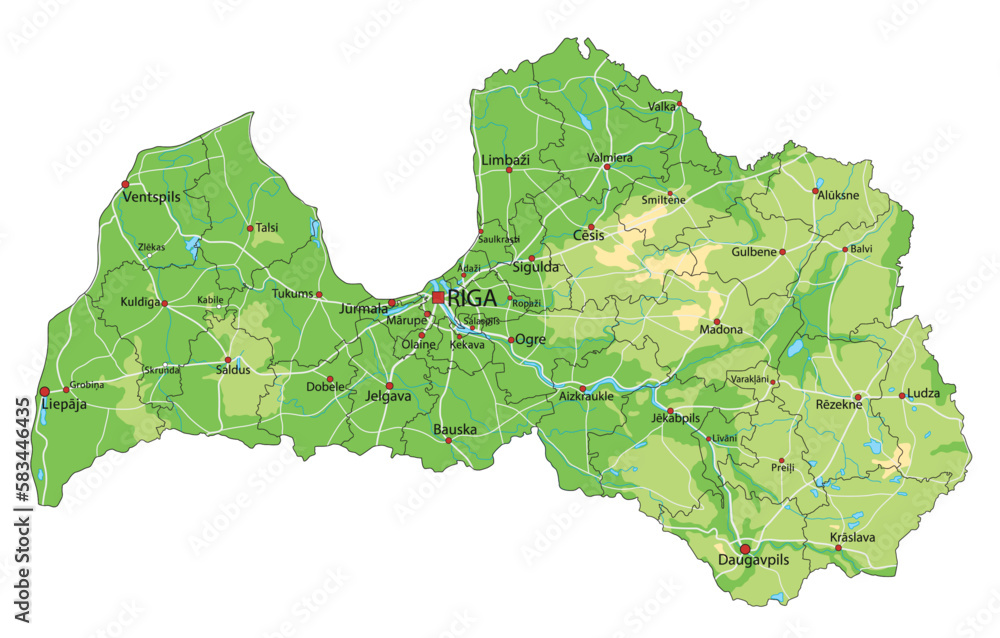 Highly detailed Latvia physical map with labeling. Stock Vector | Adobe ... Highly detailed Latvia physical map with labeling. Stock Vector | Adobe ...
