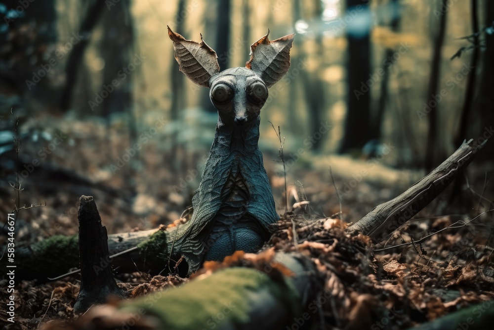 Cryptic Creature Disguised as Leaves and Branches in the Woods ...