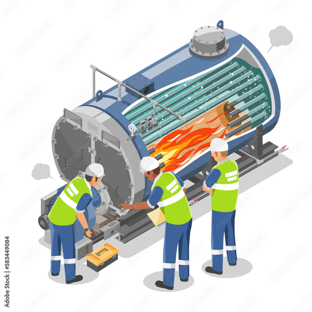 ndustrial Boiler show inside inspection and maintenance concept ...