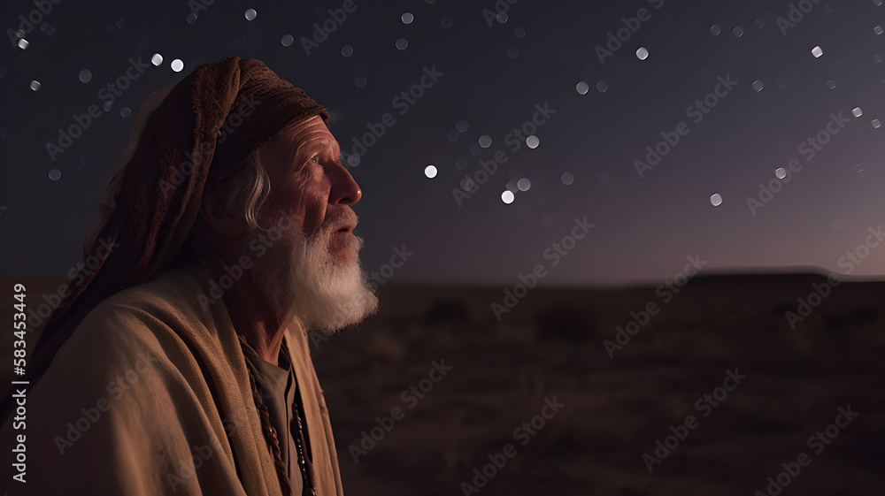 Abstract art. Colorful painting art portrait of Abraham standing ...