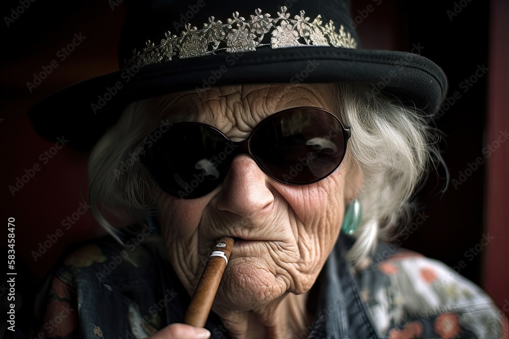 Gangster Grandma Smoking a Cigar - AI Generated Stock Illustration ...