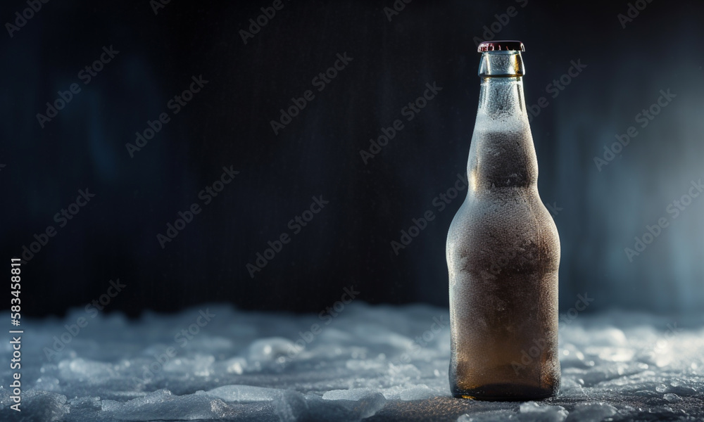 Frosty drought beer with droplets background, with copy space. Concept ...