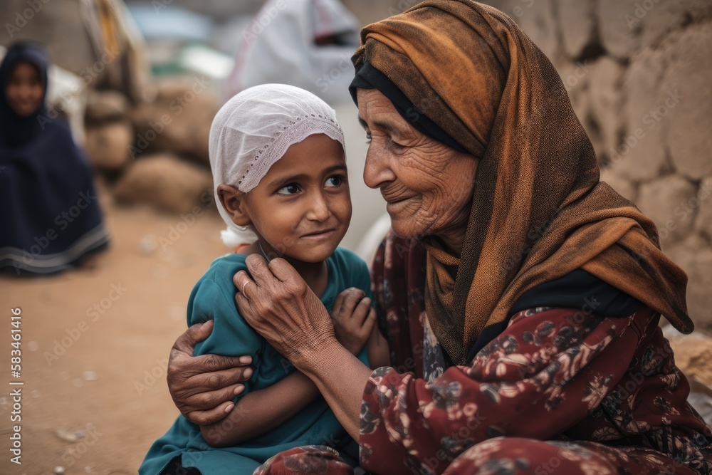 Poor Elderly Woman Taking Care of a Young Child - Love Trust Care ...