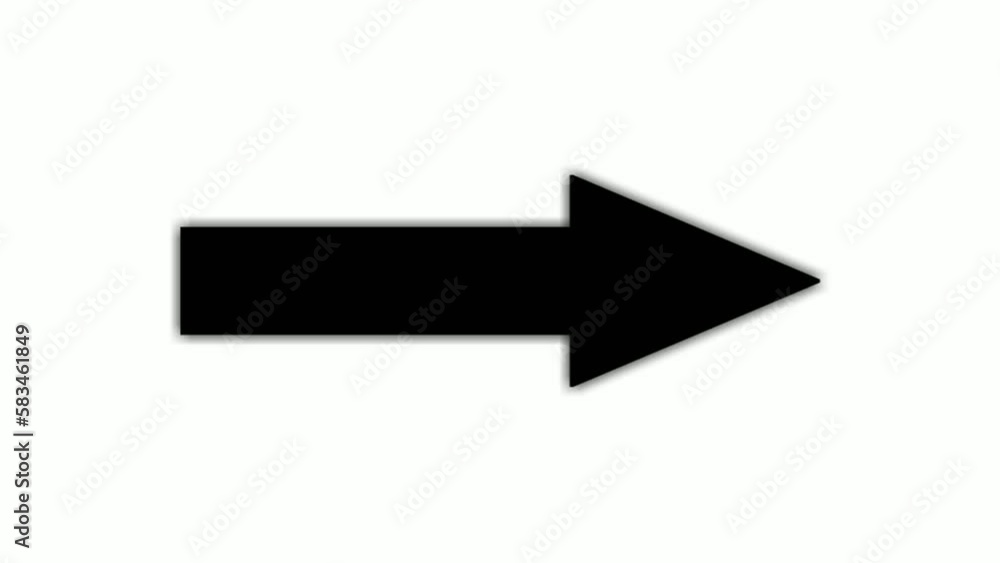 Arrow sign symbol animation on white background, red color cartoon ...