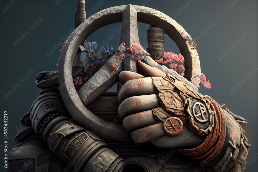 The symbol of pacifism in the hands of a veteran warrior - Generative ...