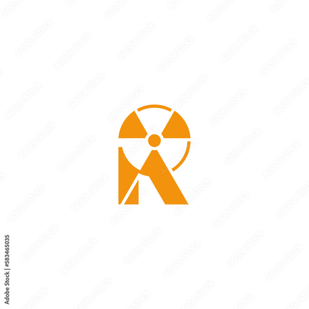 R letter and radiation symbol combination. Logo design. Stock Vector ...