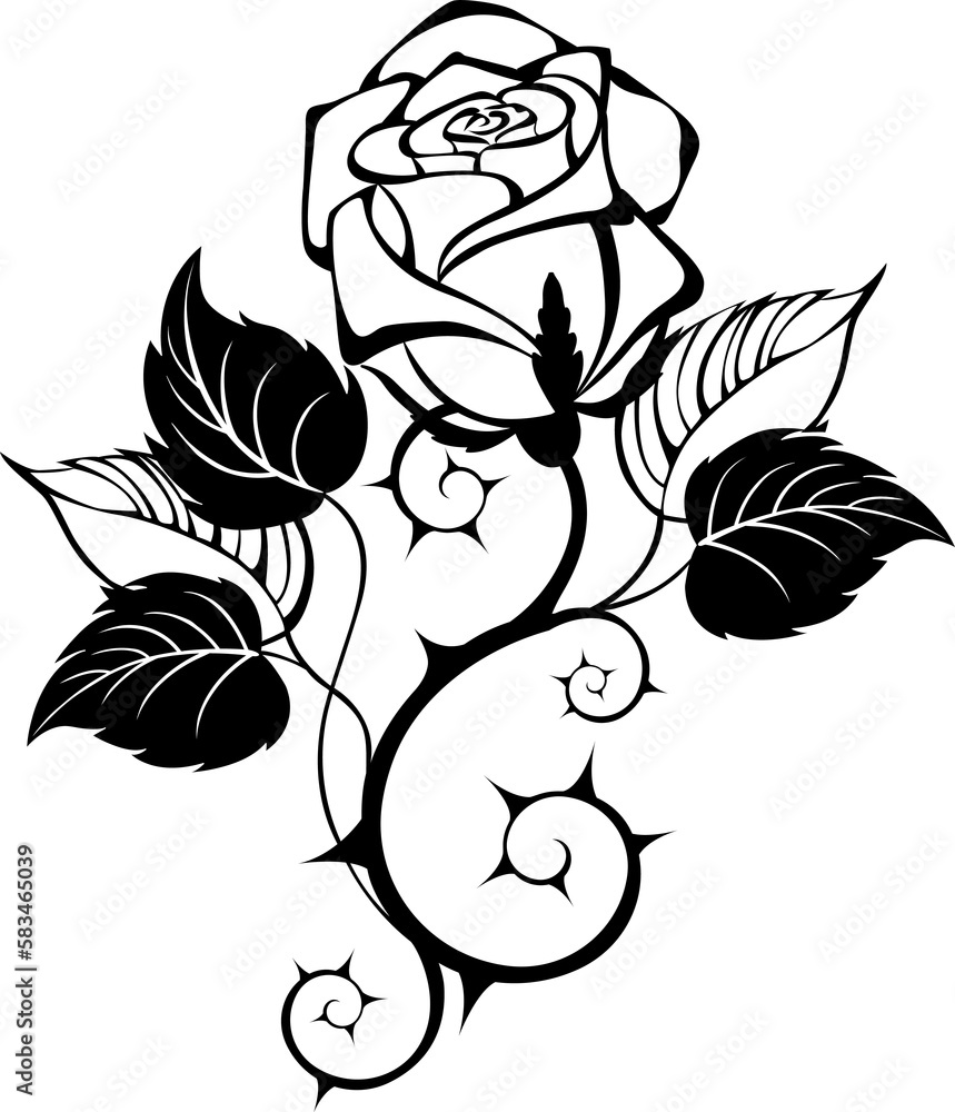 Outline Rose Stock Illustration | Adobe Stock