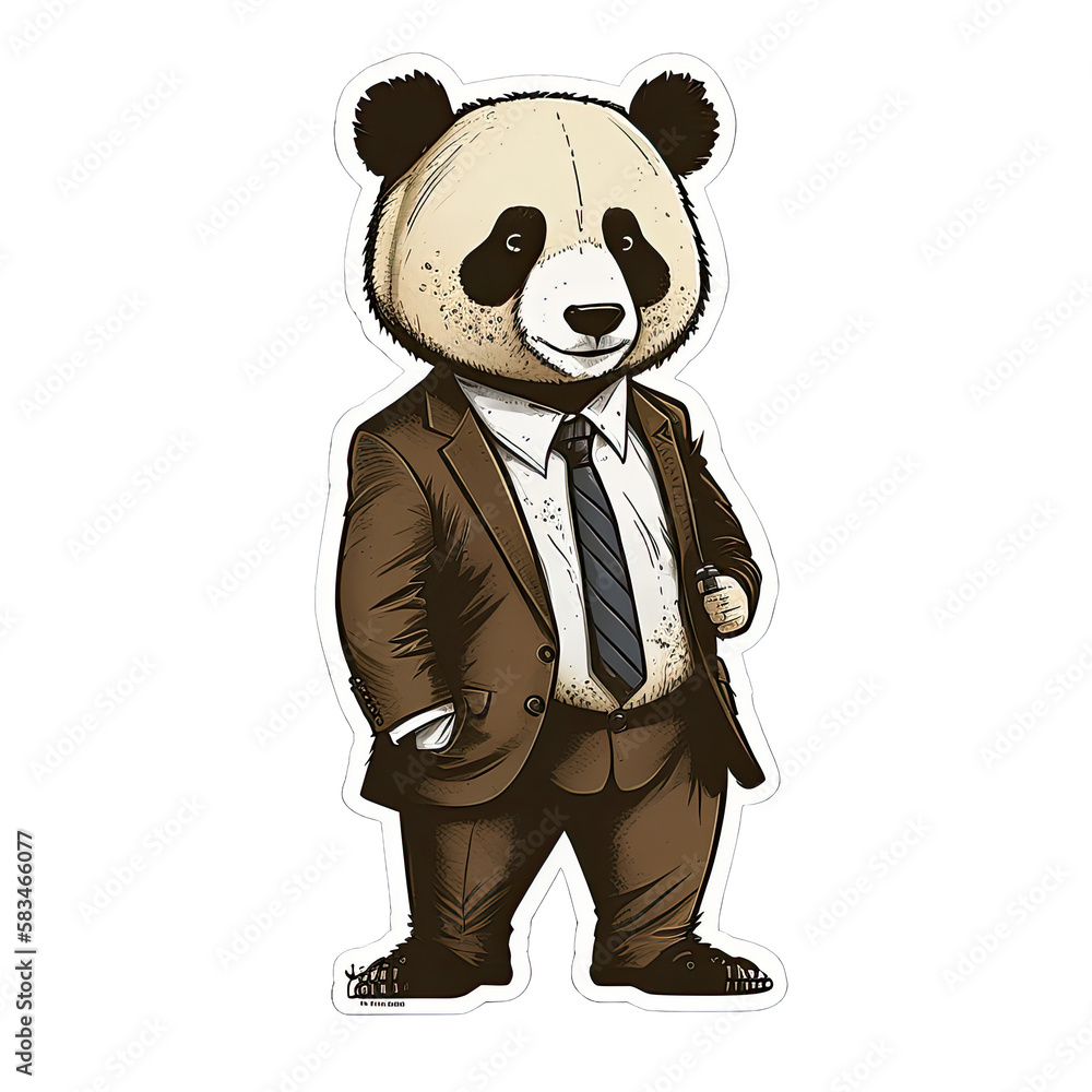 Cartoon panda wearing a suit, generated AI, generated, AI Stock ...