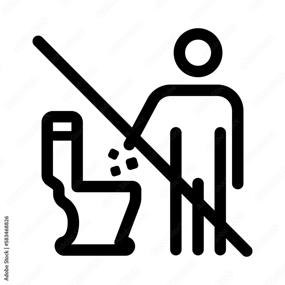 Do Not Throw Trash In Toilet Vector Line No Toilet Littering Icon Please Do Not Litter In