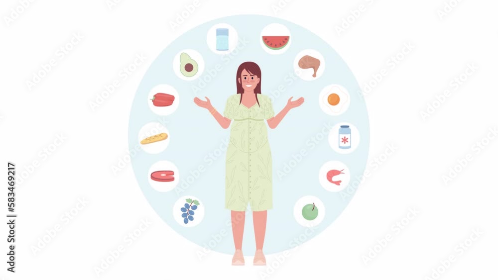 Animated nutrition during pregnancy. Healthy diet for pregnant woman ...
